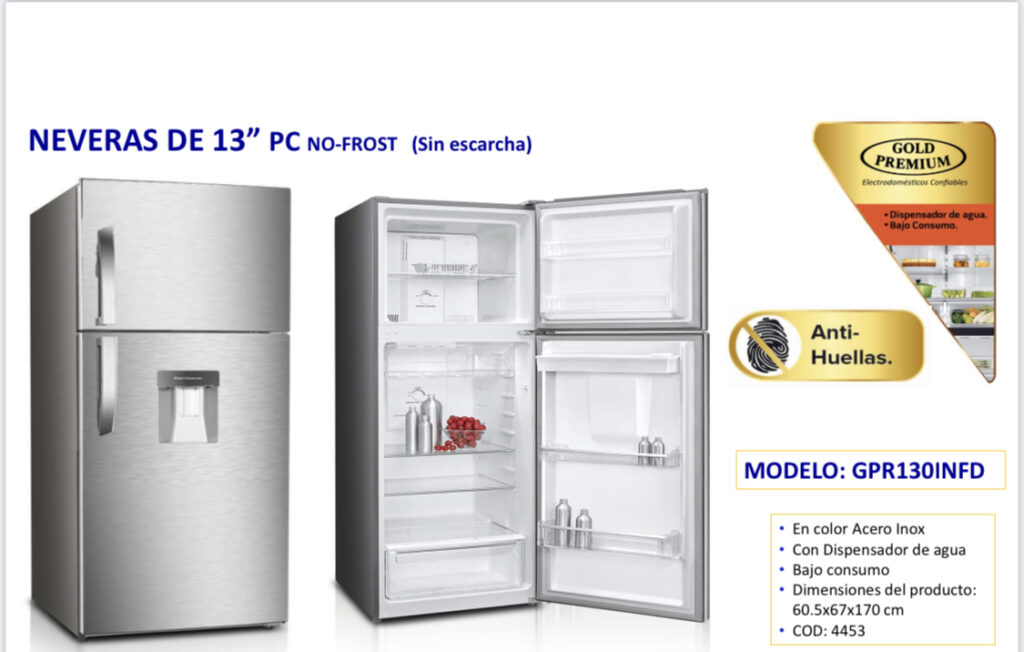 NEVERA GOLD PREMIUM GPR130INFD 13PC – Maeña Comercial